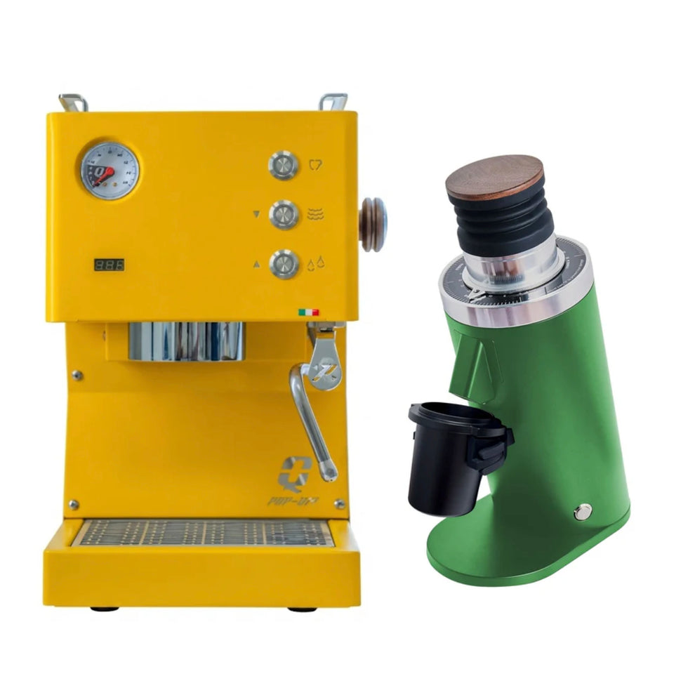 Quick Mill Pop Up (Yellow) & DF64 (Green) Espresso Machine + Grinder B ...